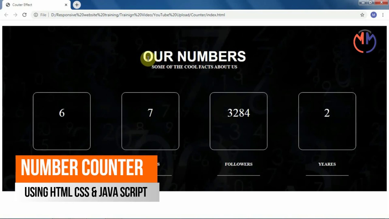 Number Counter Using Html Css And Java Script Youtube 0594
