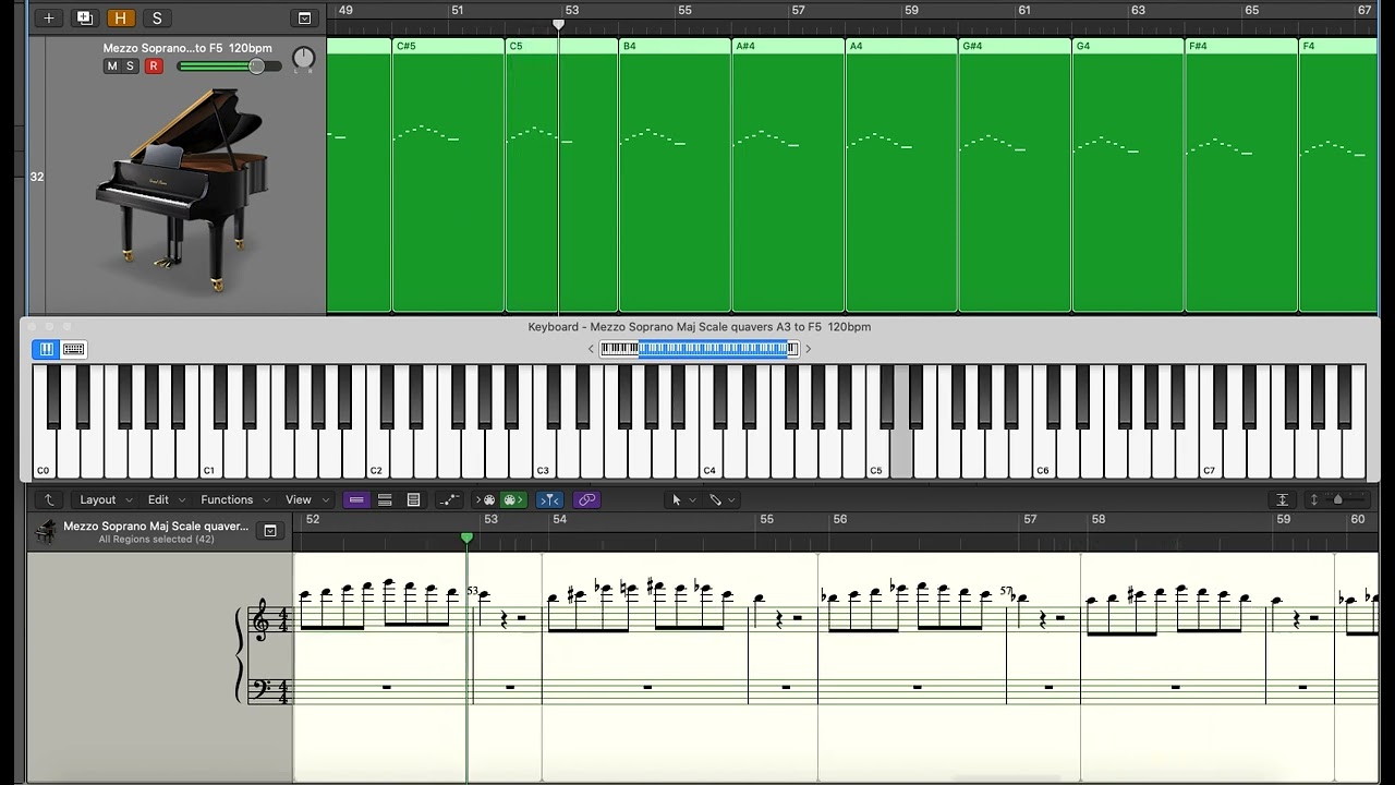 Mezzo Soprano Maj Scale quavers A3 to F5 120bpm - YouTube
