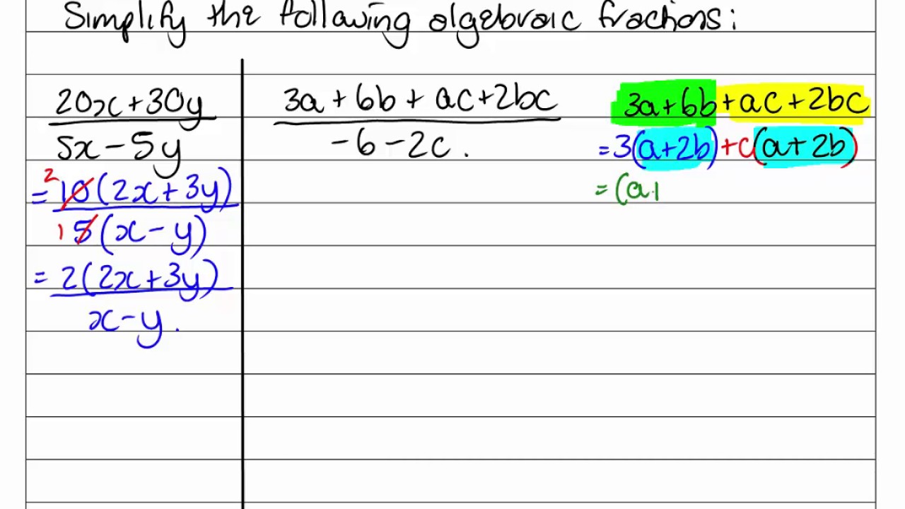 Simplifying Algebraic Fractions By Factorising YouTube simplifying-algebraic-fractions-by-factorising-youtube