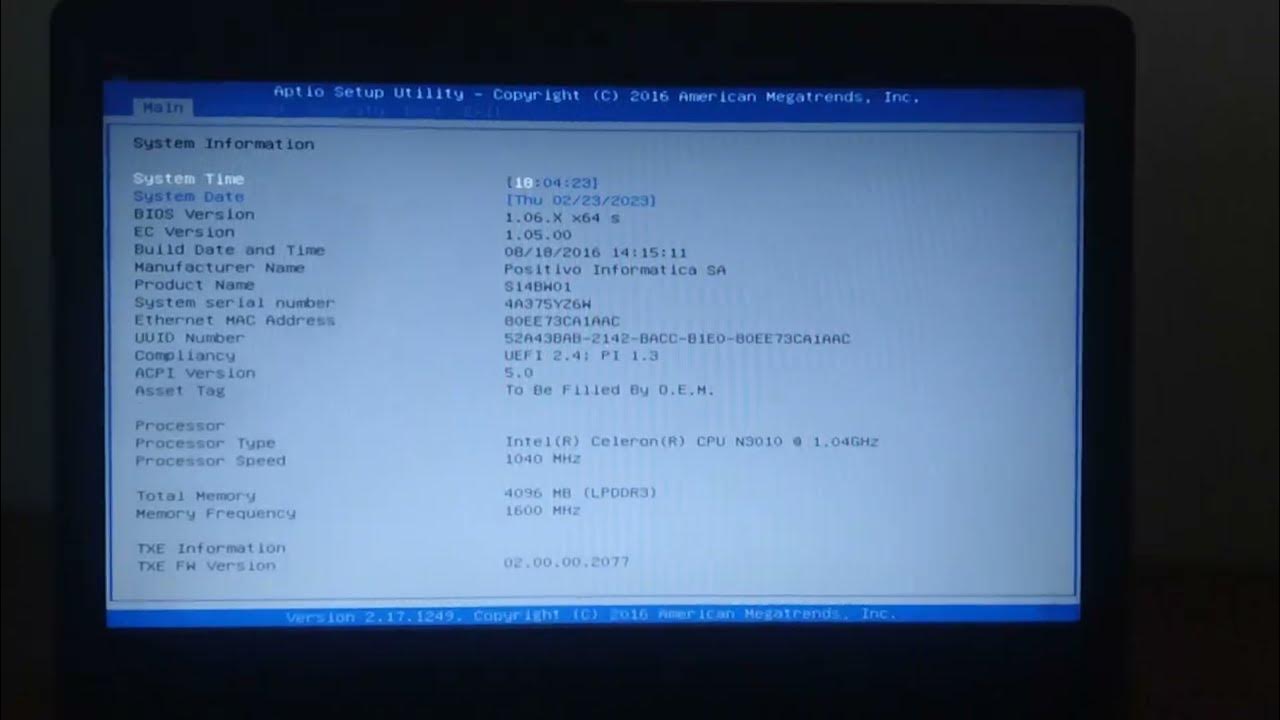 [RESOLVIDO] Aptio Setup Utility - BIOS POSITIVO - YouTube