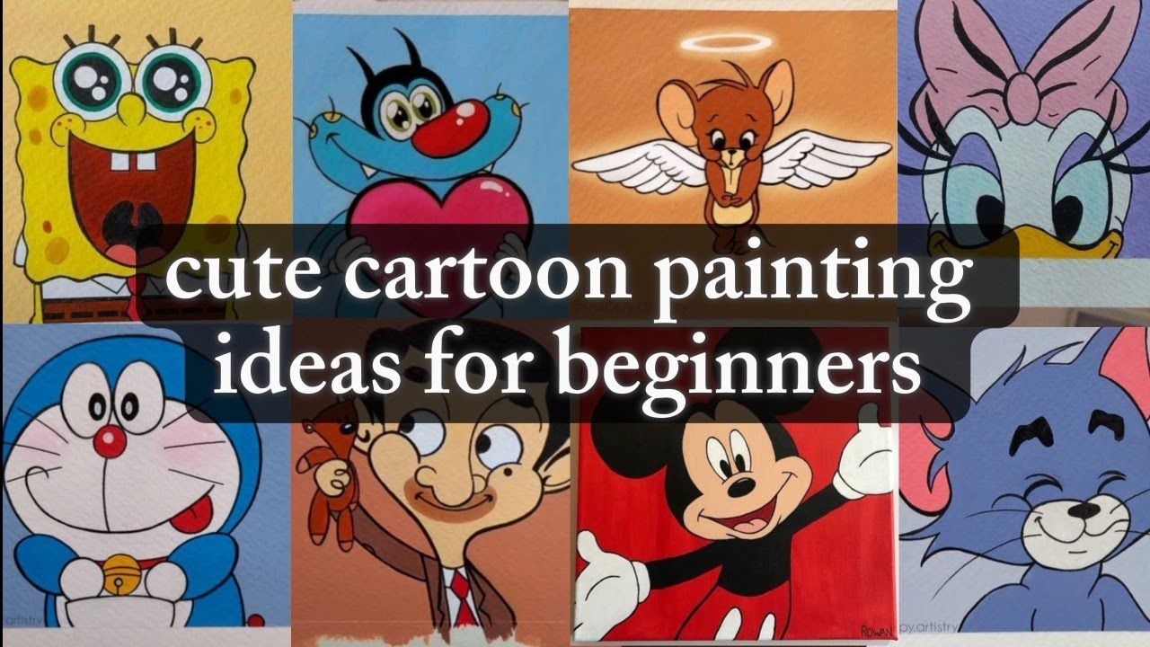 cute painting ideas | painting for beginners | cartoon paintings 🎨 ...