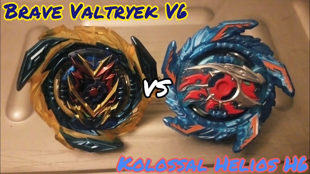 Beyblade Burst battle: Brave Valtryek V6 vs Kolossal Helios H6 - YouTube