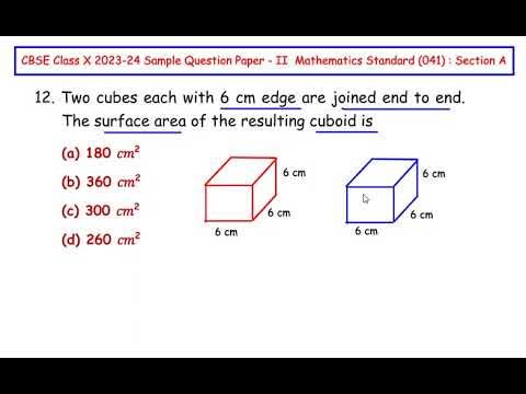 Q12 - Two cubes each with 6 cm edge are joined end to end. The surface area of the resulting ...