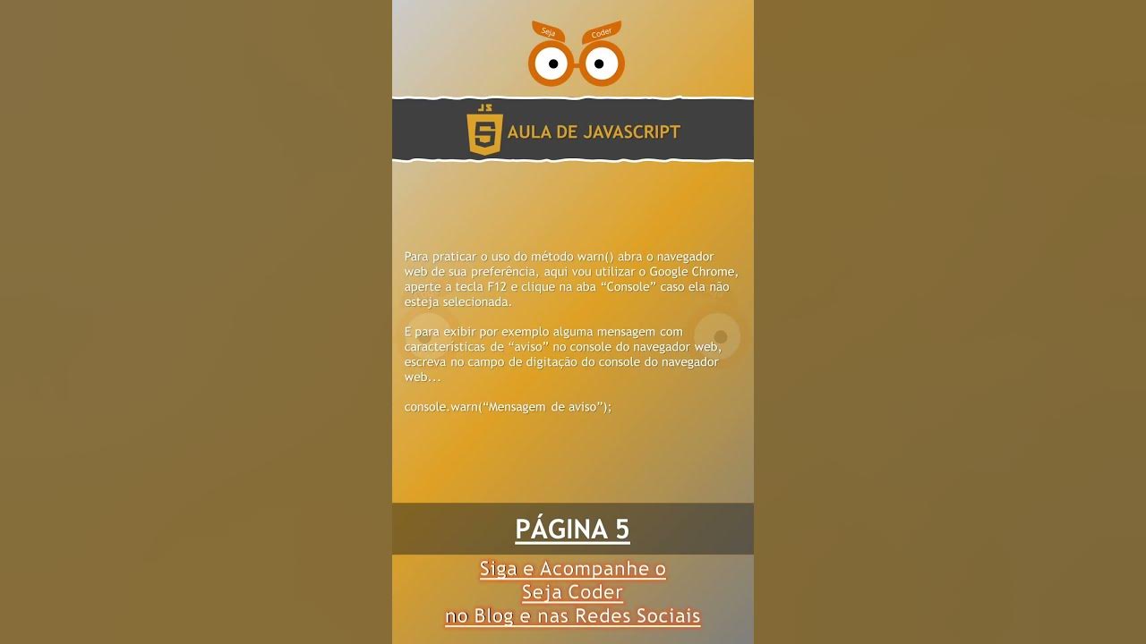Javascript Exemplos De Como Usar O Consolewarn Seja Coder Shorts Youtube