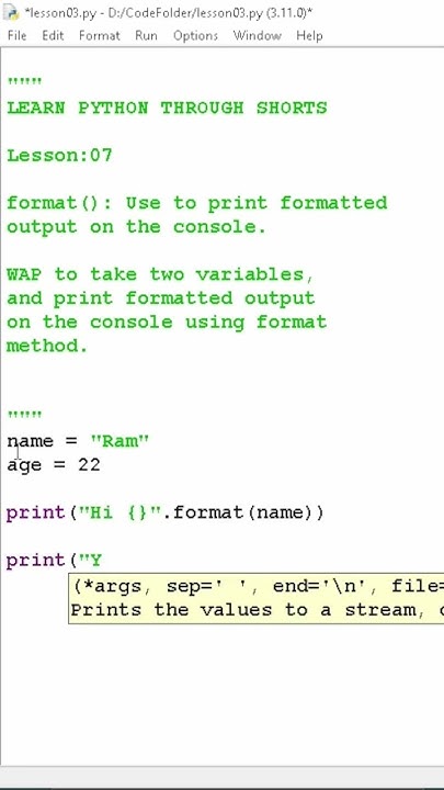 Python Format Methodshorts Python Coding Pythontricks Pythonprogramming Pythonfullcourse