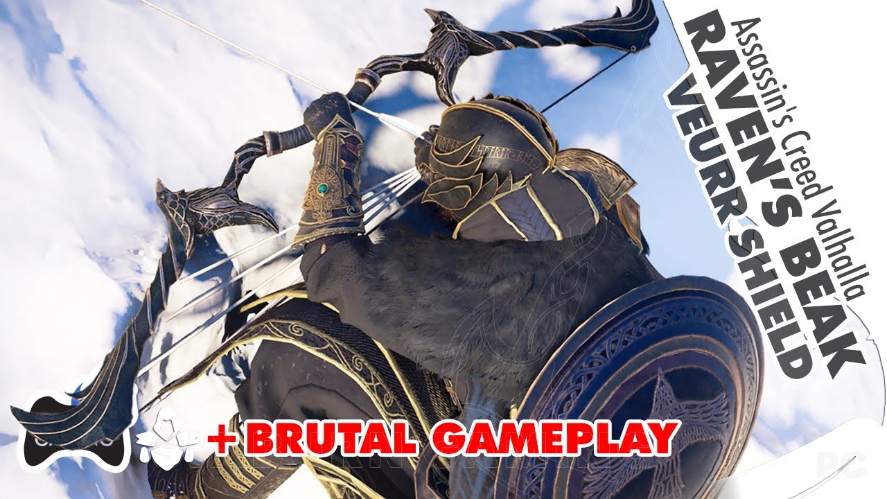 Assassin's Creed Valhalla RAVEN'S BEAK Bow & VEURR SHIELD Brutal ...