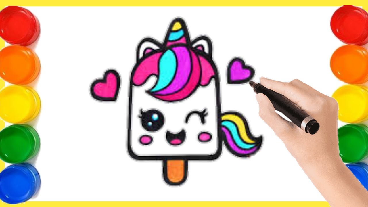 Kids Drawing | How To Draw A Cute Ice Cream And Coloring Draw Cute ...