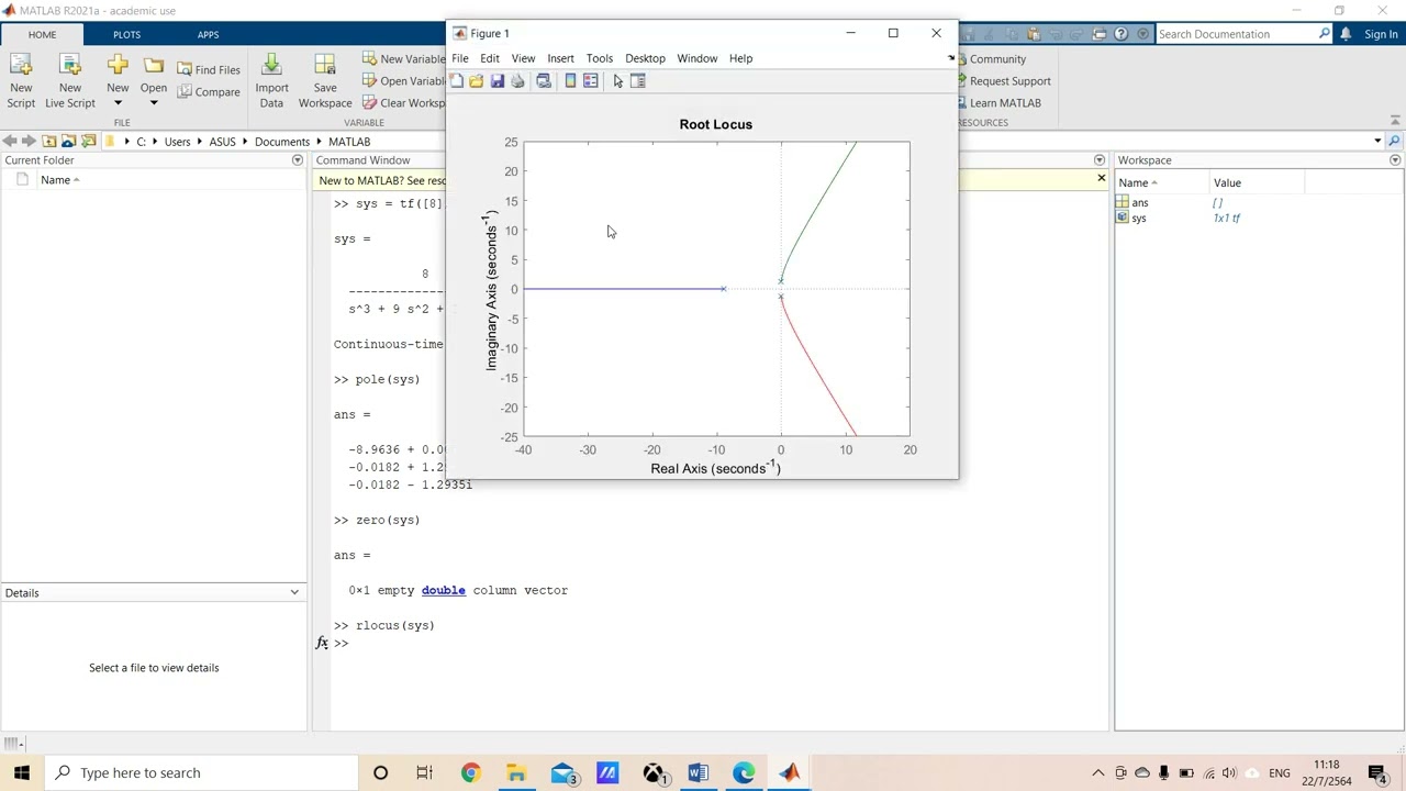 [ How to ] วิธีใช้โปรแกรม Matlab หาค่า pole, root locus และ Gain - YouTube