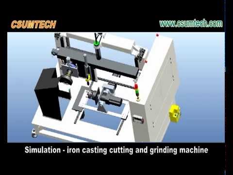Simulation: iron casting cutting and grinding machine - YouTube