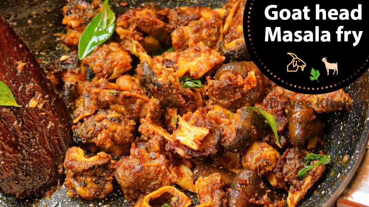 Goat head masala fry || lamb head masala curry || Tale mamsa curry ...