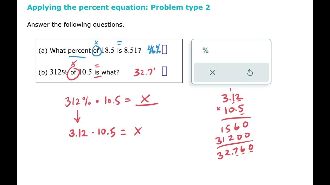 Applying the percent equation - type 2 (ALEKS examples) - YouTube