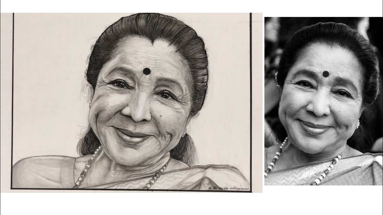 Asha Bhosaleji sketch & How to start pencil sketch step by step - YouTube