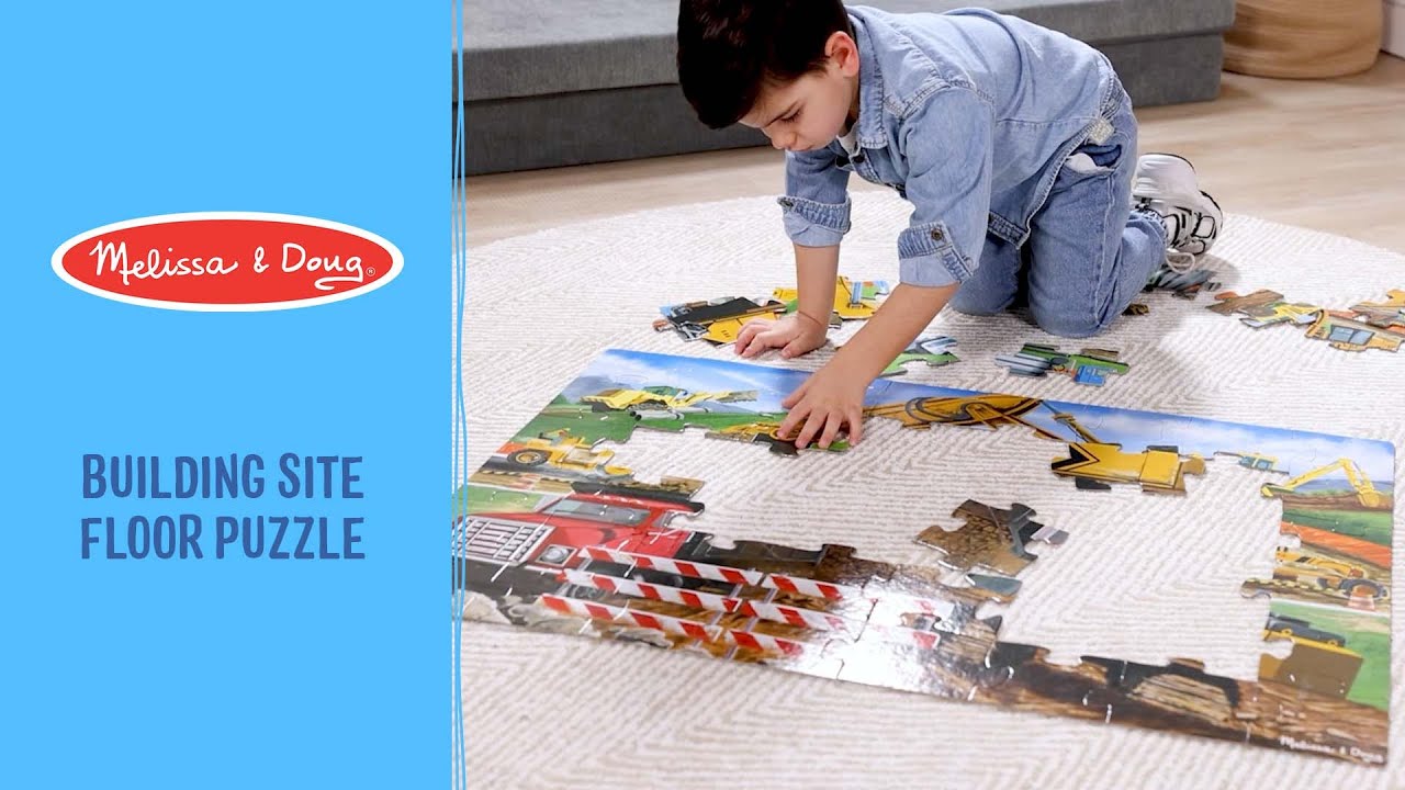 Melissa & Doug Building Site Floor Puzzle - 48 Pieces - YouTube