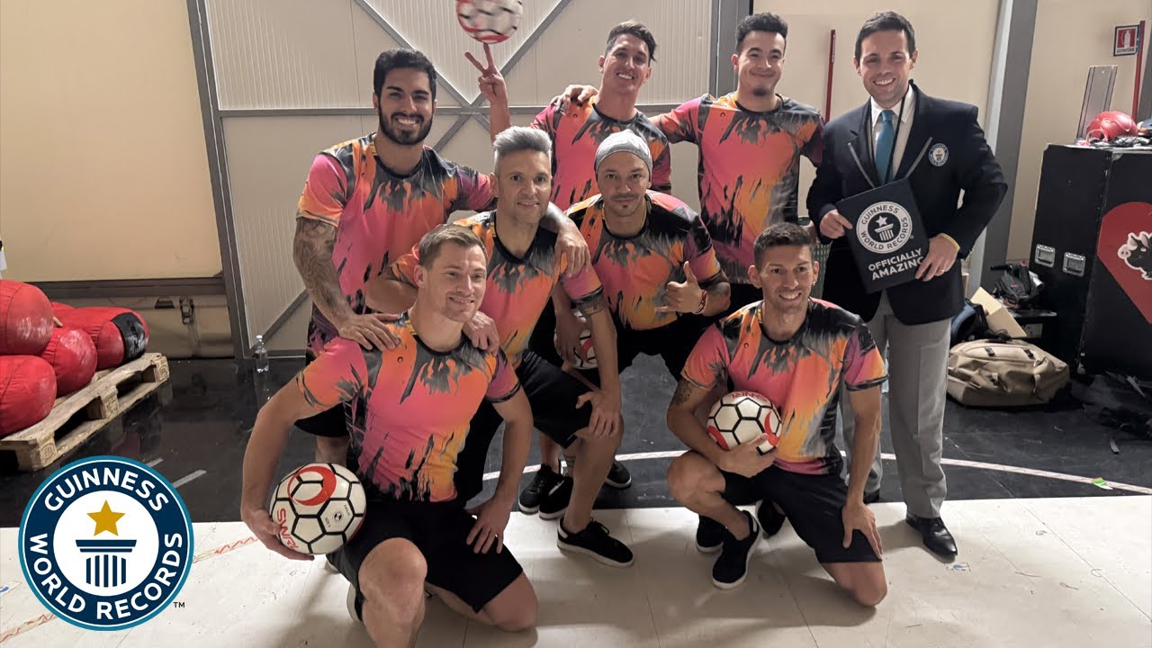 Most football 'around the world' passes in 30 seconds! | Guinness World ...