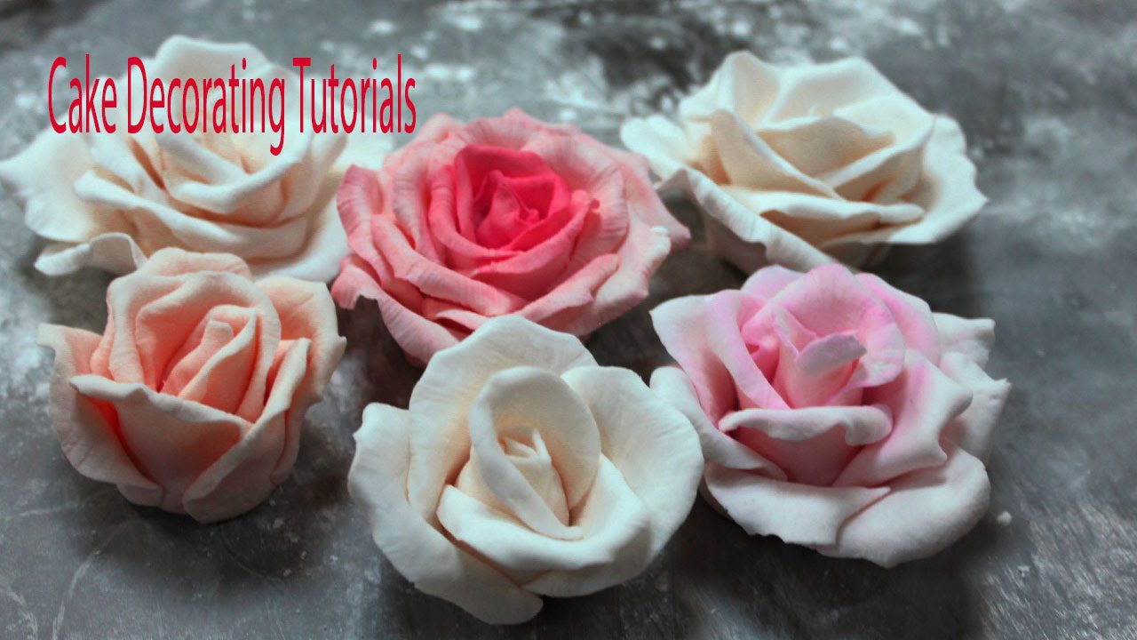 Gumpaste Roses for Cake (Sugar Rose) Cake Decorating Tutorials - YouTube