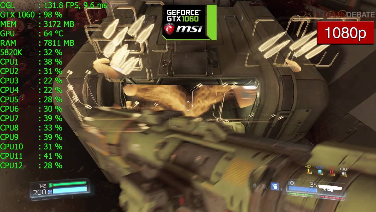 DOOM GTX 1060 MSI Frame Rate Benchmark Performance - Ultra Graphics ...