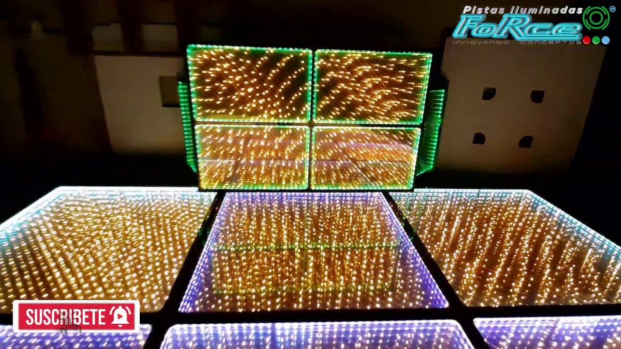 PISTA DE BAILE ESPEJO INFINITO LED RGB Y GOLD | ILUMINACION FORCE - YouTube