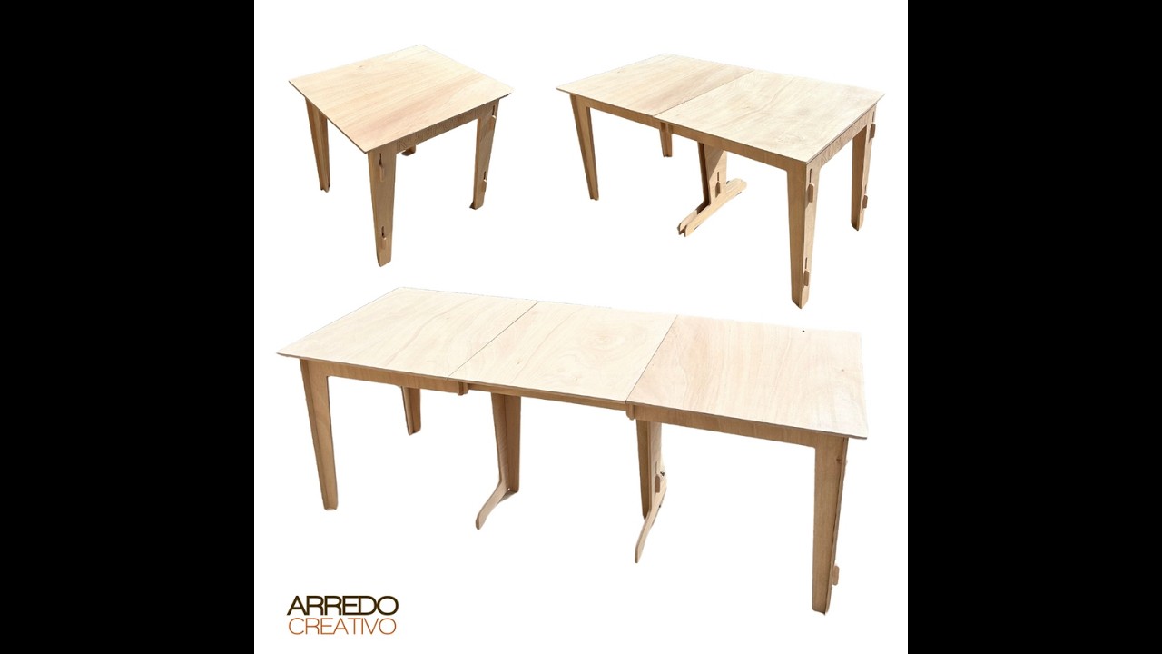 KOMPOSITO Tavolo allungabile ad incastro ‘3in1’ in legno multistrato ...