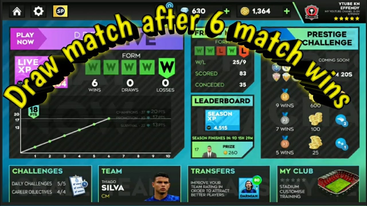 DLS23 Draw match after 6 match wins Dream League Soccer 2023 - YouTube