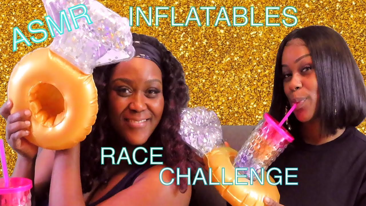 ASMR INFLATABLES RACE CHALLENGE - BLOWING UP AND DEFLATING DRINK HOLDER FLOAT - YouTube