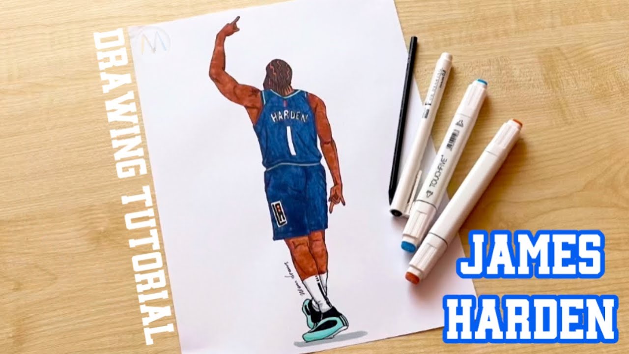 How to draw NBA player James Harden / Los Angeles Clippers - YouTube