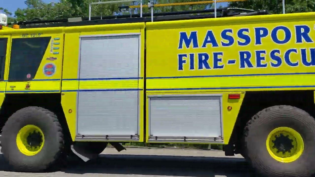 Massport Fire Rescue Support unit, Airport Fire truck on highway - YouTube