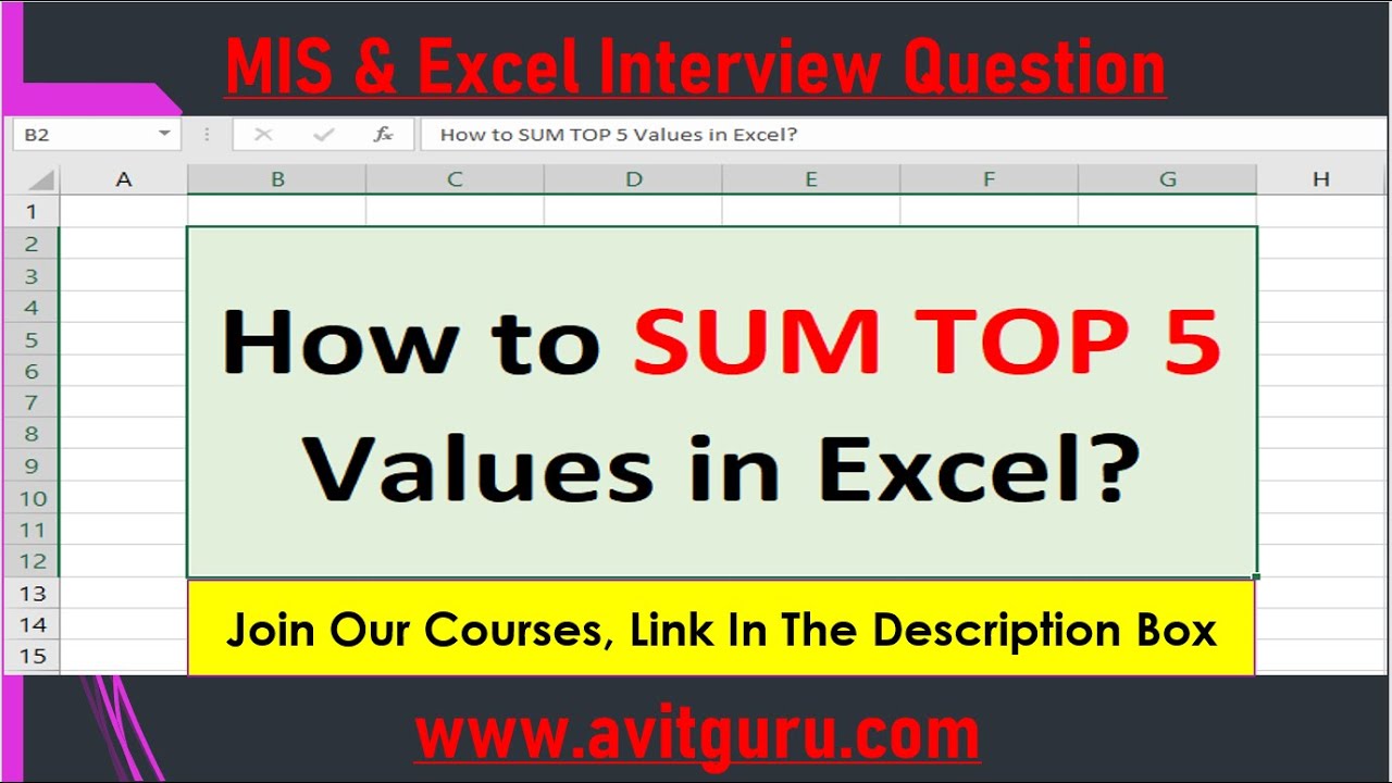 How To SUM TOP 5 Values In Excel YouTube how-to-sum-top-5-values-in-excel-youtube