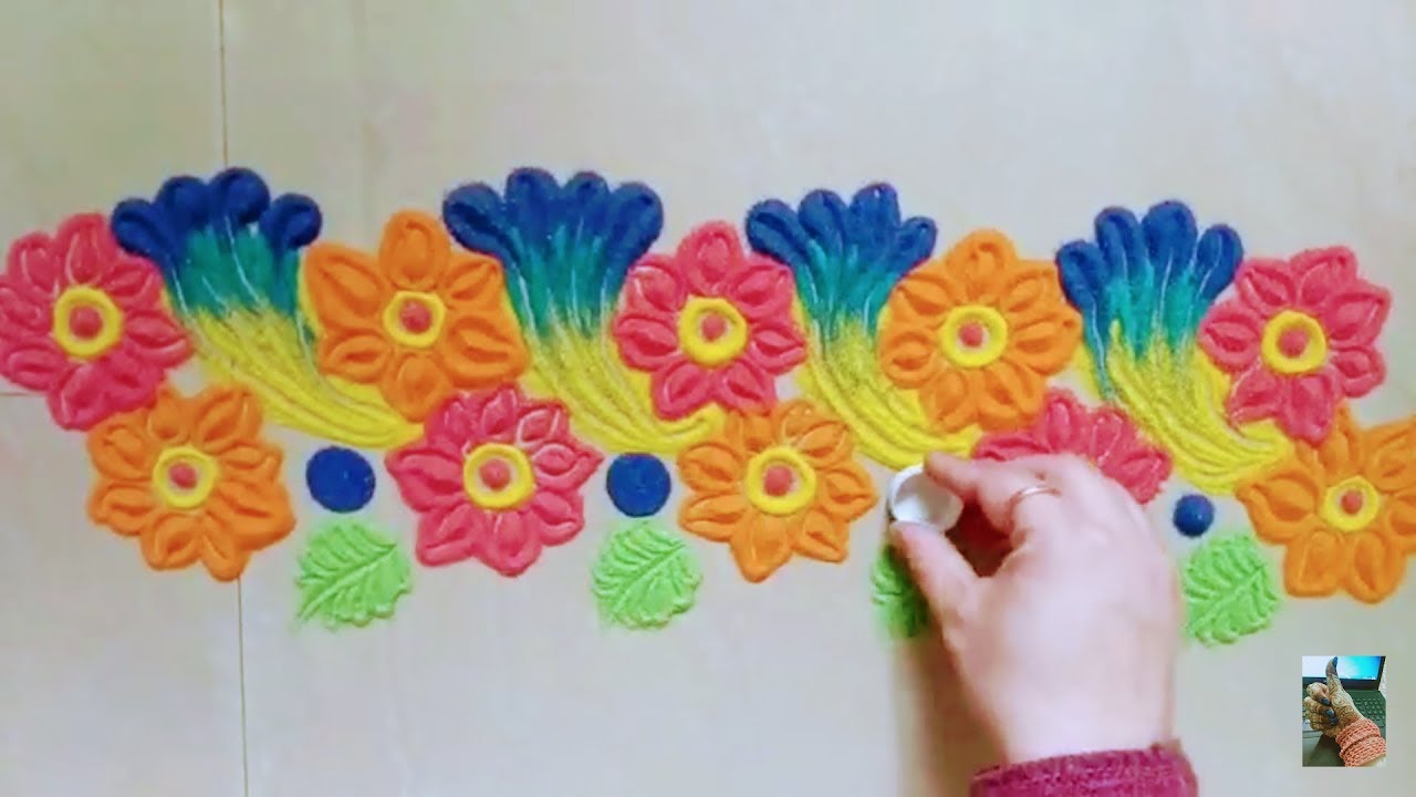 rangoli using home tools - YouTube