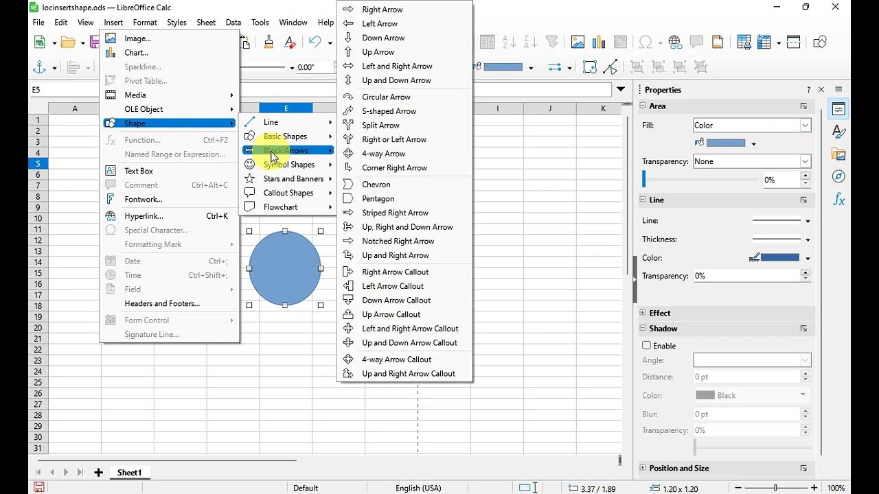 LibreOffice Calc: insert shape in spreadsheet #libreofficecalc #libreofficetutorial - YouTube