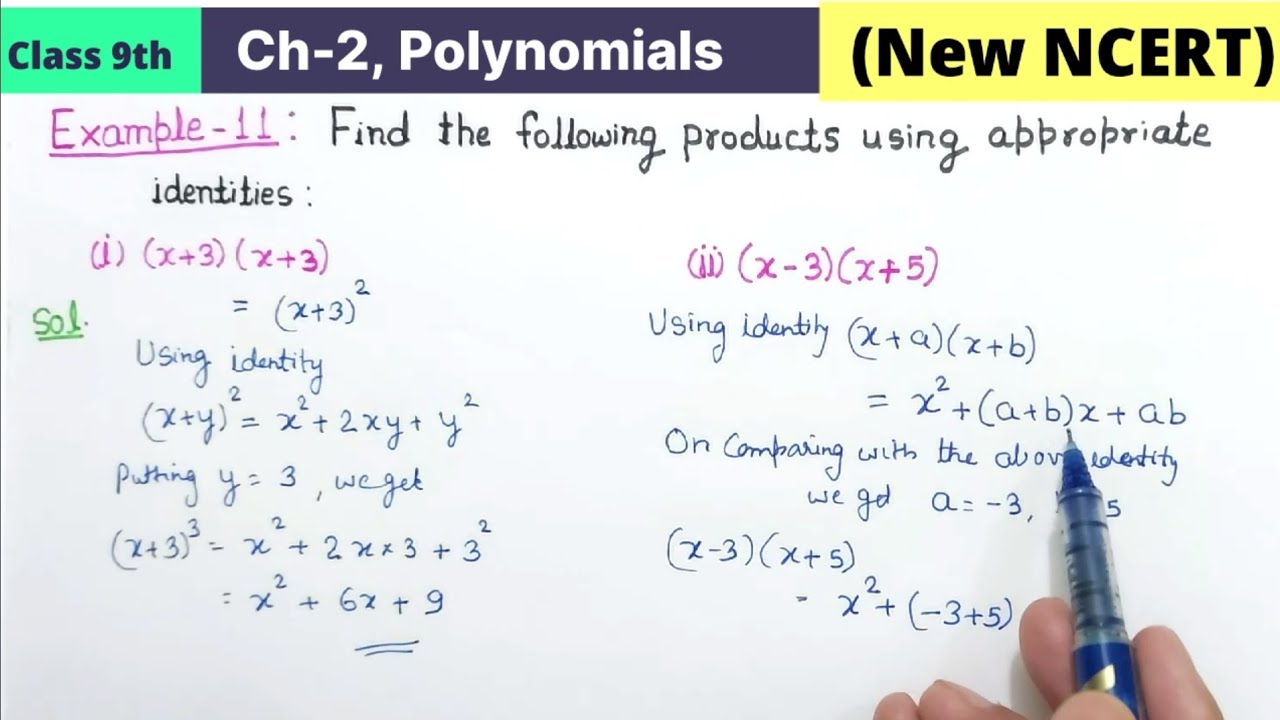 Class 9th Maths Chapter 2 Polynomials Example 11 Find using appropriate ...