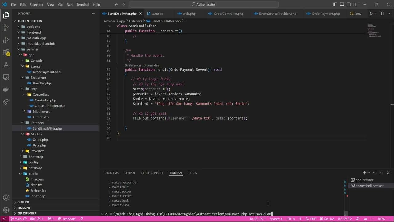 Laravel Event tạo queue table - YouTube