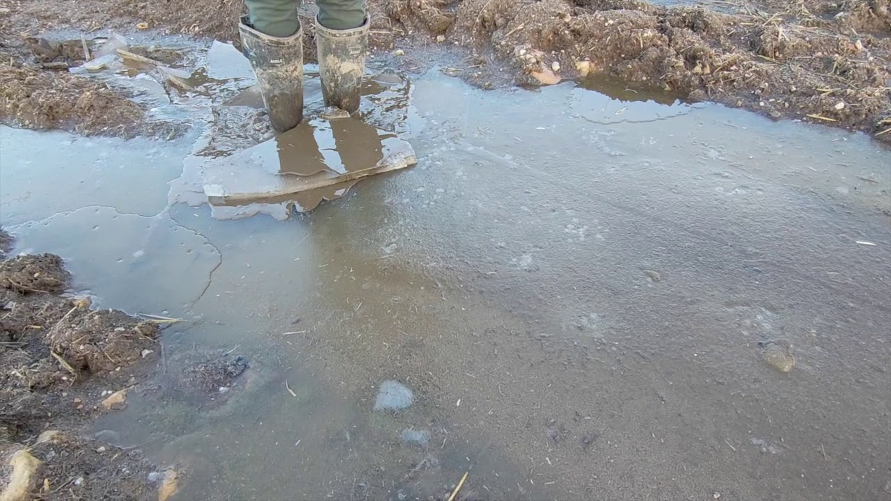Muddy ice walk in my Aigle wellies - YouTube