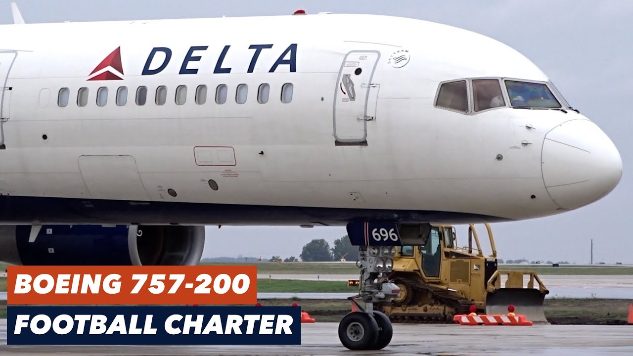 Delta 757-200 FOOTBALL CHARTER at Champaign Willard Airport - YouTube
