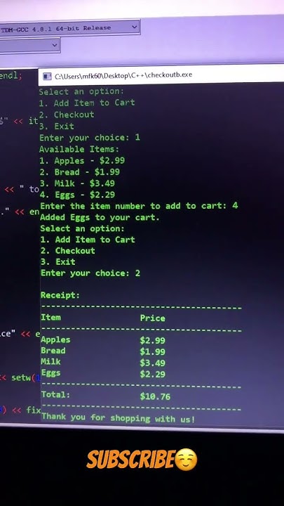 Item Receipt Ide Dev Cdevcpp Youtube