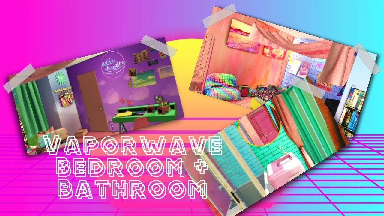 Sims 4| Vaporwave Bedroom + Tour + CC Websites - YouTube