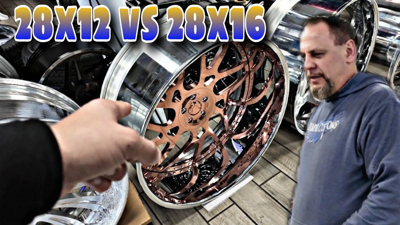 A comparison between a 28x12 & 28x16 wheel - YouTube