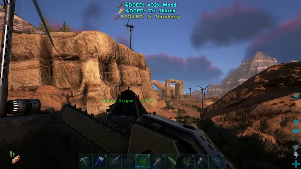 Gathering Wood in Scorched Earth with Chainsaw and Thorny Dragon - ARK ...