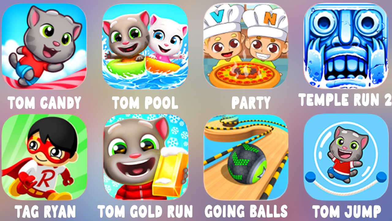 Tom Candy Run,Tom Pool,Party,Temple Run 2,Tag W/ Ryan,Tom Gold Run ...