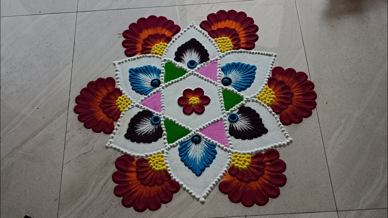 beautiful rangoli tutorial for beginners 💕 pongal special - YouTube