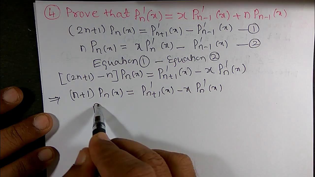 Recurrence relation for Legendre polynomial 4 - YouTube