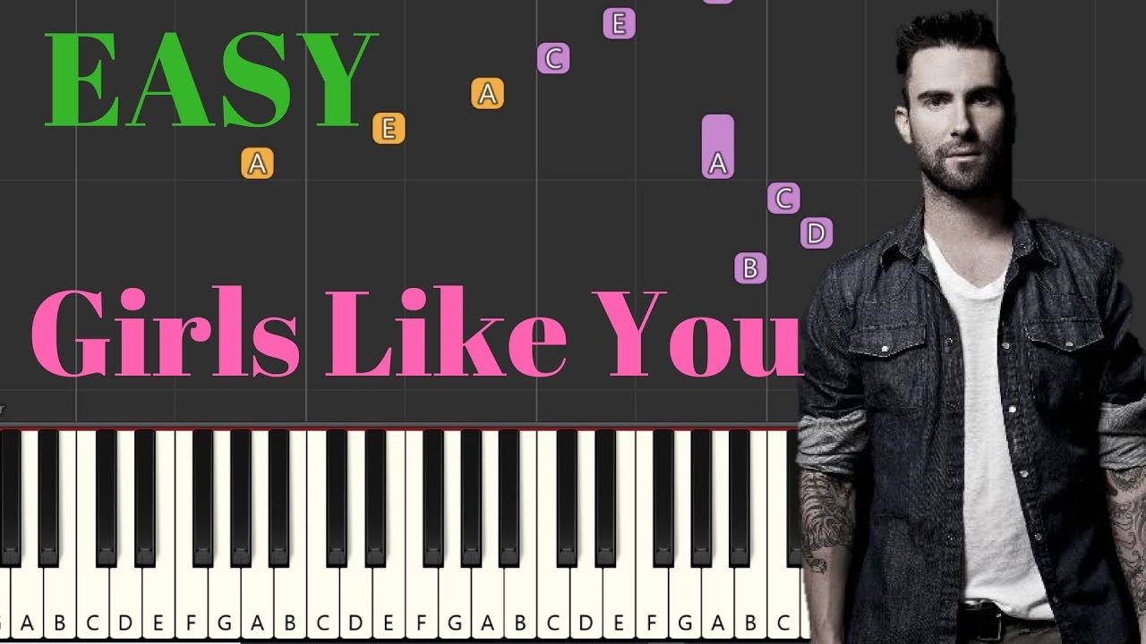 Maroon 5 - Girls Like You - EASY PIANO TUTORIAL - YouTube