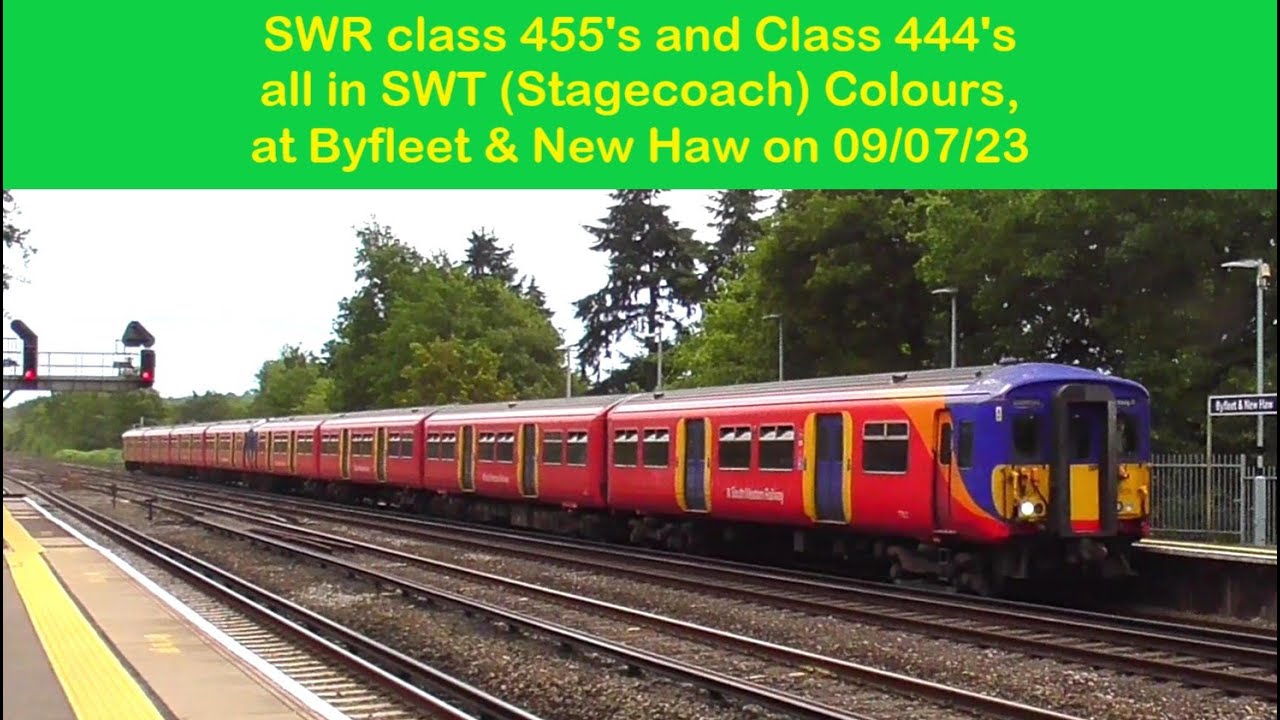 SWR Class 455's and Class 444 Desiro's, all in SWT (Stagecoach) Livery ...
