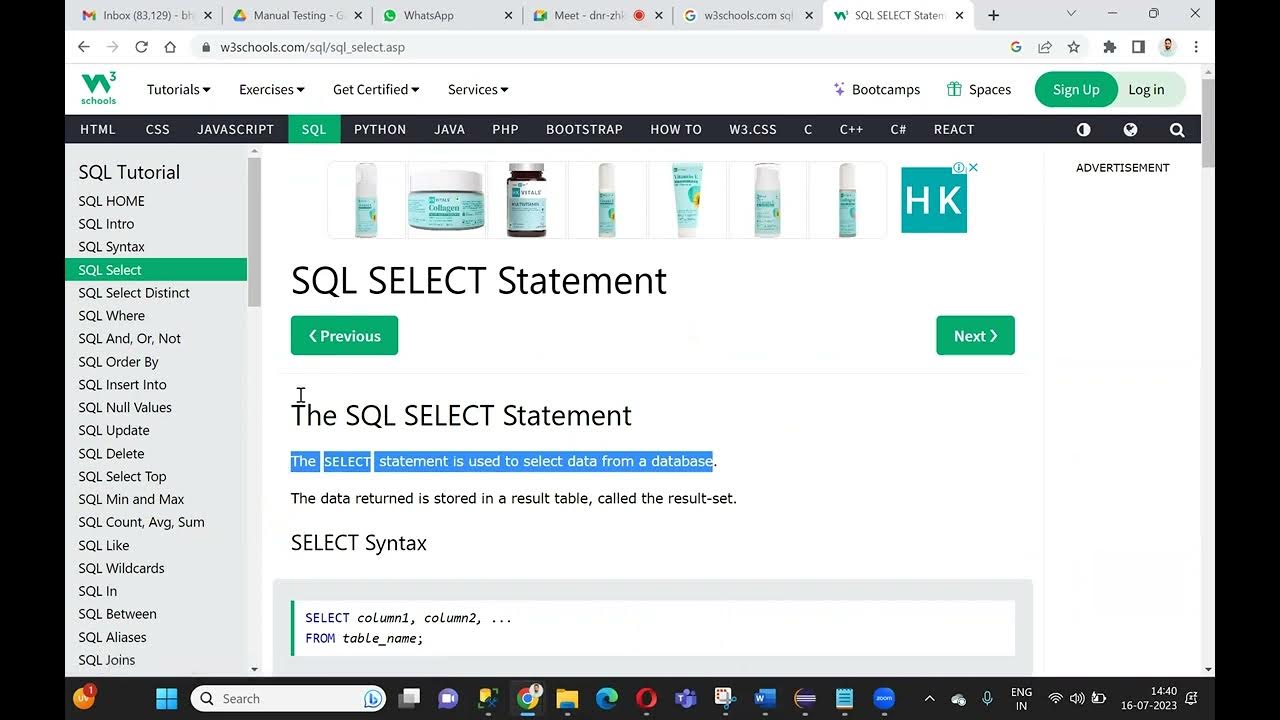 2) Select,Insert,update, delete Query (SQL) - YouTube