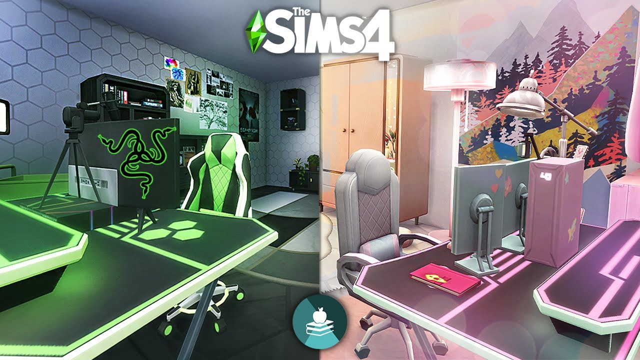 Kawaii "Gamer Girl" VS. Razer inspired Office Build - Sims 4: High ...