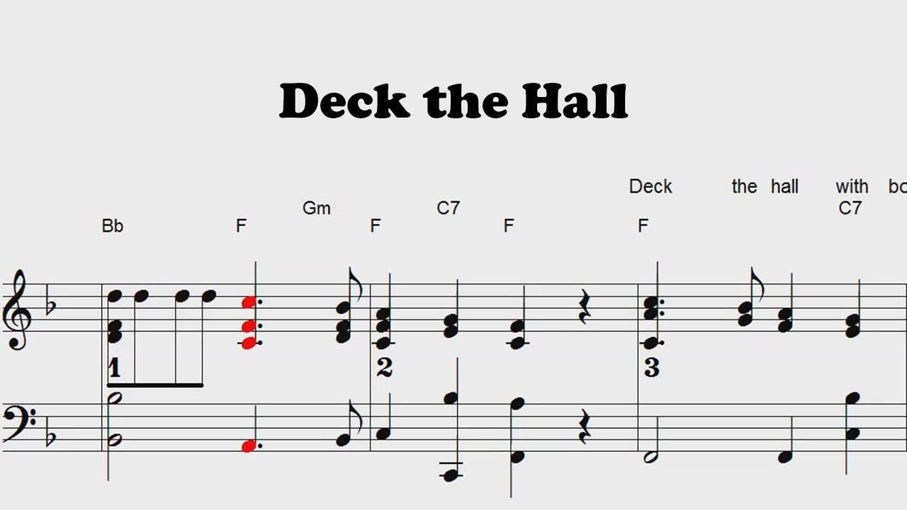 Deck the Hall - Christmas - Piano sheet music - YouTube