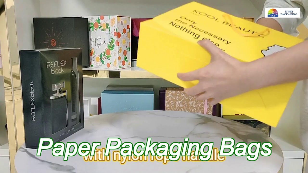 Matt Lamination Yellow Paper Packaging Bags Square Shape - YouTube