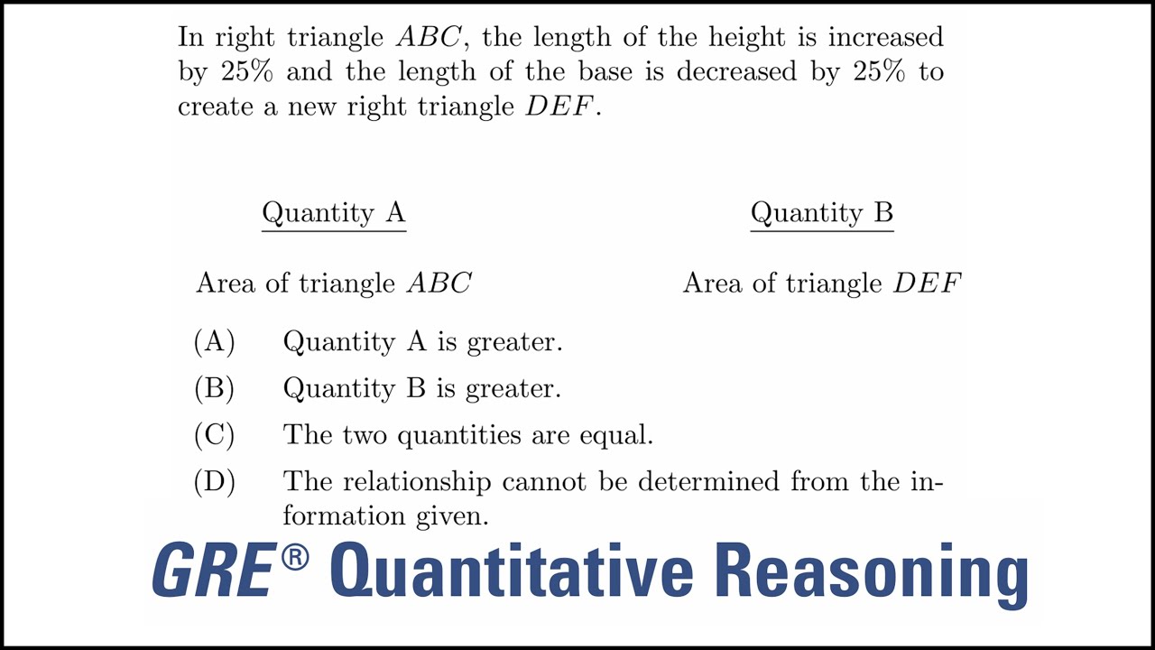 Right triangles, area, and percent changes : GRE quantitative reasoning practice question#72 ...