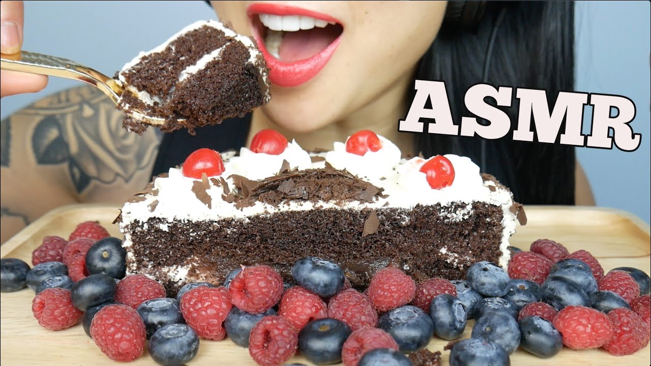 ASMR BLACK FOREST CAKE + FRESH FRUITS (EATING SOUNDS) | SAS-ASMR - YouTube
