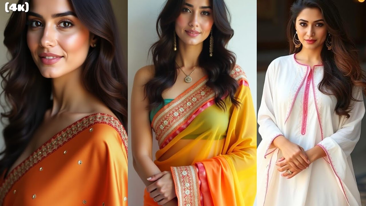 [4k] Indian Ai Art Lookbook Model - Straight kurti - Saree fashion - Ai ...