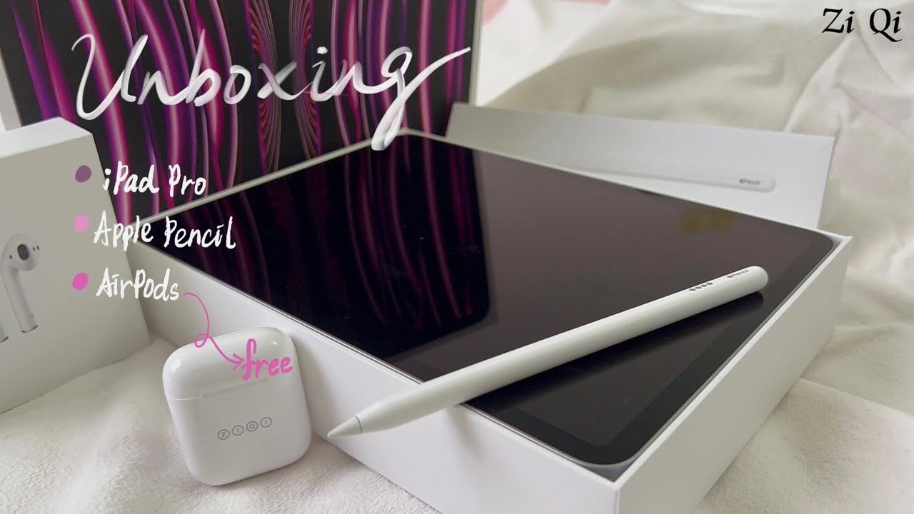 Unboxing iPad Pro(M2 chip), Apple Pencil(2nd Gen.), free AirPod — Apple ...
